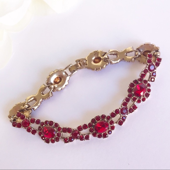 Lc Louis C Marks | Jewelry | Vtg Lc Louis C Marks Gold Red Rhinestone ...